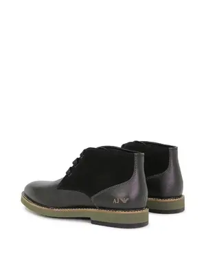 Emporio Armani Leather And Suede Lace-up Boots