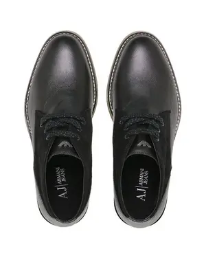 Emporio Armani Leather And Suede Lace-up Boots