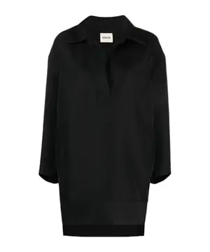 Khaite The Kal Long-sleeved Shirt Dress - Black