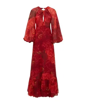 La DoubleJ Eve Open-back Maxi Dress In Floral Print - Red