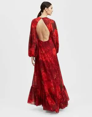La DoubleJ Eve Open-back Maxi Dress In Floral Print - Red