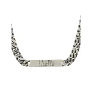 MAISON MARGIELA Logo Debossed Chain Necklace - Argento Brunito