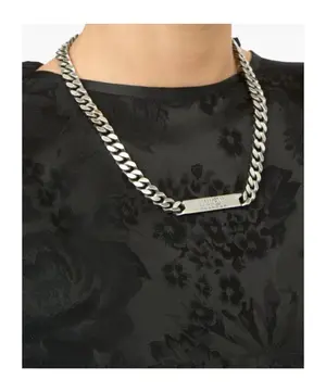 MAISON MARGIELA Logo Debossed Chain Necklace - Argento Brunito