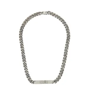 MAISON MARGIELA Logo Debossed Chain Necklace - Burnished Silver