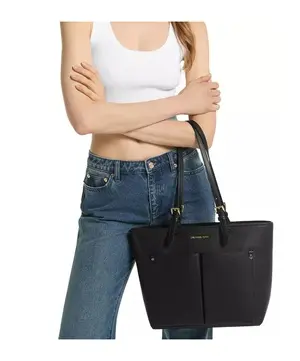 Michael Kors Medium Pocket Handbag With Gold Tone Hardware - Black