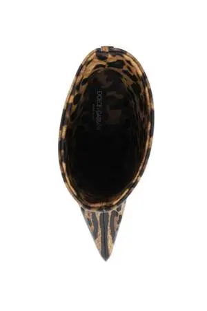 Dolce & Gabbana Leopard Print Stiletto Ankle Boots - Black