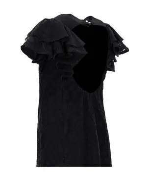 Monnalisa Round Neck Lace Dress With Lotus Leaf Sleeves