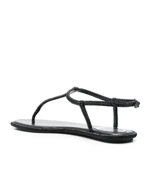 Rene Caovilla Embellished Thong Sandals - Black