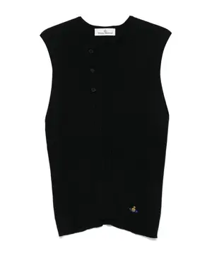 VIVIENNE WESTWOOD Tegan Ribbed Button-placket Vest - Black