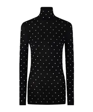 Rabanne Embellished High Neck Long Sleeve T-shirt