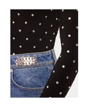 Rabanne Embellished High Neck Long Sleeve T-shirt