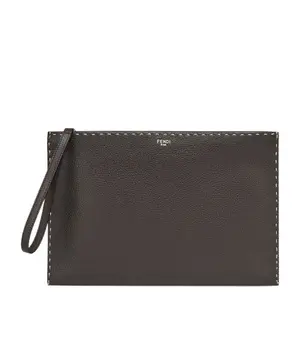 Fendi Selleria Flat Medium Pouch - Dark Brown