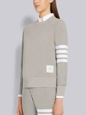 Thom Browne 4-bar Crewneck Ribbed Sweatshirt - Light Gray