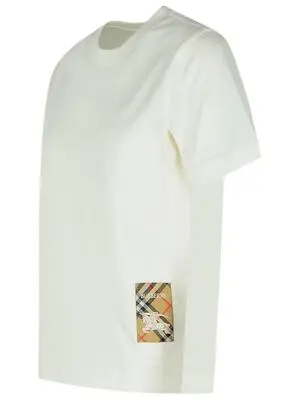 Burberry Checked Patch Crewneck T-shirt - Chalk