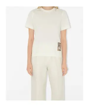 Burberry Checked Patch Crewneck T-shirt - Chalk