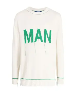 Junya Watanabe Logo Intarsia Knit Crewneck Jumper - White