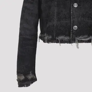 DIESEL® Long-sleeved Denim Jacket With Frayed Hem