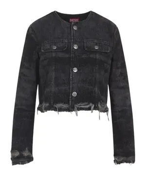 DIESEL® De-graffy Distressed Denim Jacket - Black