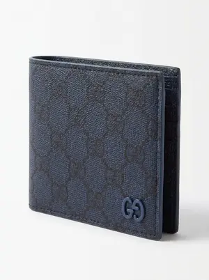Gucci Dusty Blue Interior Gg Coin Wallet - Dark Blue