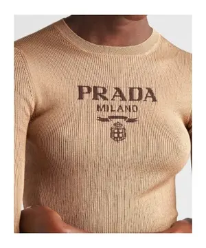 Prada Cropped Silk Logo Pullover
