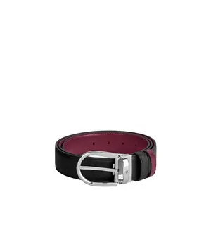 Montblanc Reversible Leather Belt With Buckle Detail - Black / Cassis