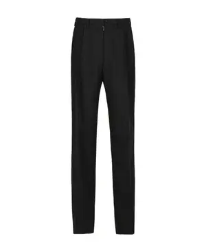 MAISON MARGIELA High-waisted Pleated Trousers With Belt Ring