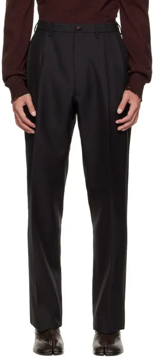 MAISON MARGIELA High-waisted Pleated Trousers With Belt Ring