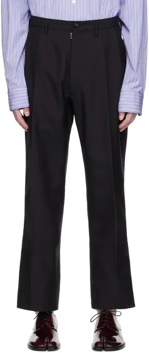 MAISON MARGIELA High-waisted Pleated Trousers With Belt Ring