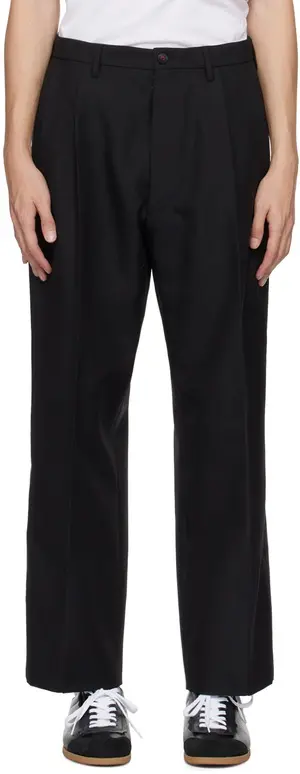 MAISON MARGIELA High-waisted Pleated Trousers With Belt Ring