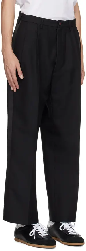 MAISON MARGIELA High-waisted Pleated Trousers With Belt Ring