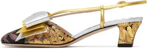 Valentino Garavani Bow Detailing Block Heel Slingback Pumps