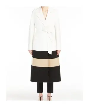 Max Mara Arena Belted Panelled Coat - White