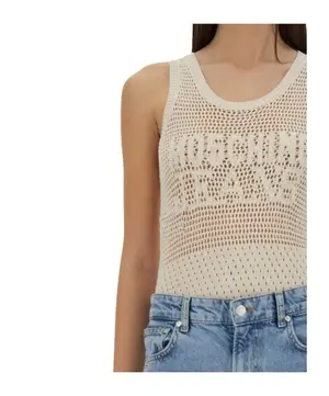 Moschino Crocheted Logo Tank Top - Ivory
