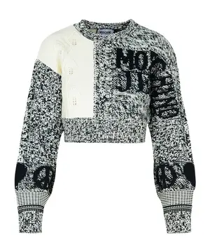 Moschino Logo Intarsia Cropped Jumper