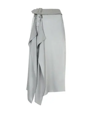 Fendi Belted Ruffled Midi Skirt - Grey