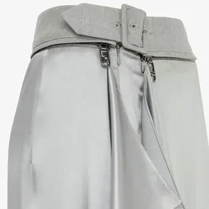 Fendi Belted Ruffled Midi Skirt - Grey