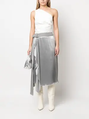 Fendi Belted Ruffled Midi Skirt - Grey