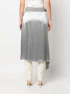 Fendi Belted Ruffled Midi Skirt - Grey