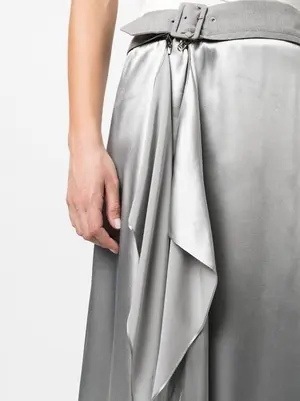 Fendi Belted Ruffled Midi Skirt - Grey