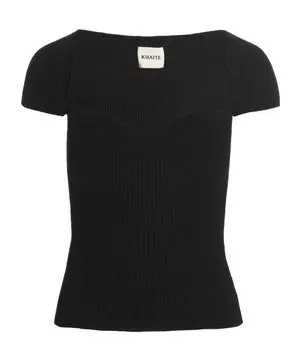 KHAITE Khaite Black Ribbed Knit Top