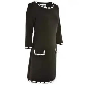 Moschino Round Neck Long Sleeve Dress With Contrast Trim