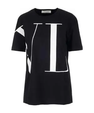 Valentino Garavani Vltn Logo Printed Crewneck T-shirt - Black