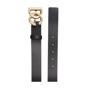 Dolce & Gabbana Dg Plaque Buckle Belt - Black