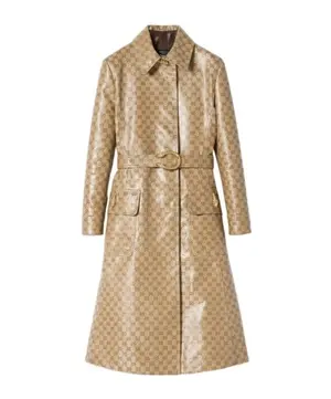 Gucci Coated Gg Cotton Canvas Fabric Coat - Sand