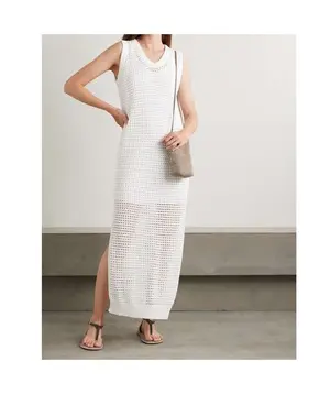 Brunello Cucinelli Sleeveless V-neck Maxi Dress With Side Slits