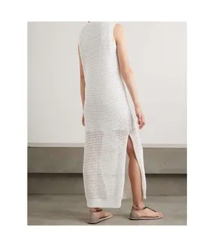 Brunello Cucinelli Sleeveless V-neck Maxi Dress With Side Slits