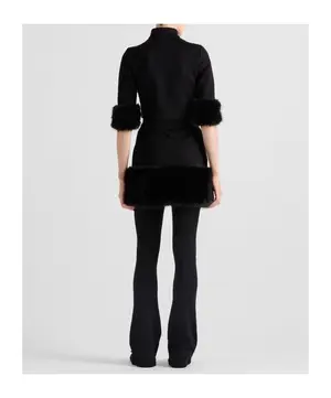 Prada Cropped Zip-up Sweatshirt With Fur Trim