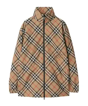 Burberry Burberry Checked Hooded Jacket With Equestrian Knight Decal Sand-colored