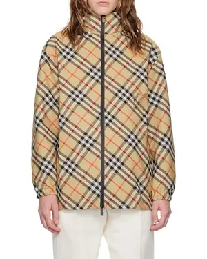 Burberry Checked Hooded Jacket With Equestrian Knight Decal