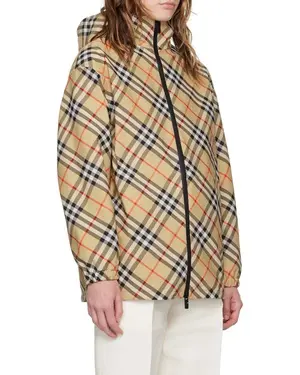 Burberry Checked Hooded Jacket With Equestrian Knight Decal
